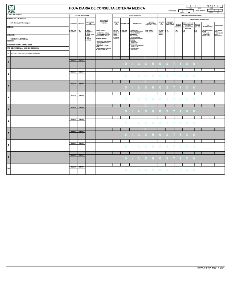 Formatos Sispa Medicos Primarios 2023 | PDF | Cuidado de la salud ...