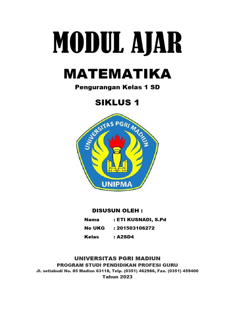 Modul Ajar Pengurangan Kelas 1 SD | PDF