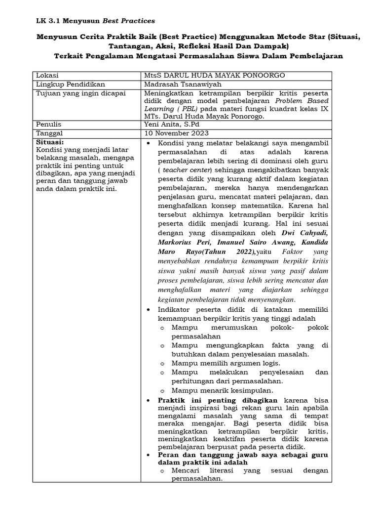 Lk 3 1 Menyusun Best Practices Pdf