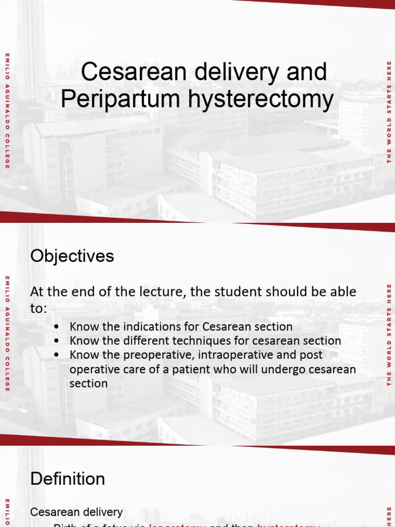 Cesarean Delivery and Peripartum Hysterectomy | PDF | Childbirth ...