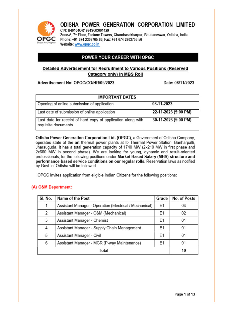 OPGC Detailed Adv OPGC CO HR 05 2023 | PDF | Accounts Payable | Business