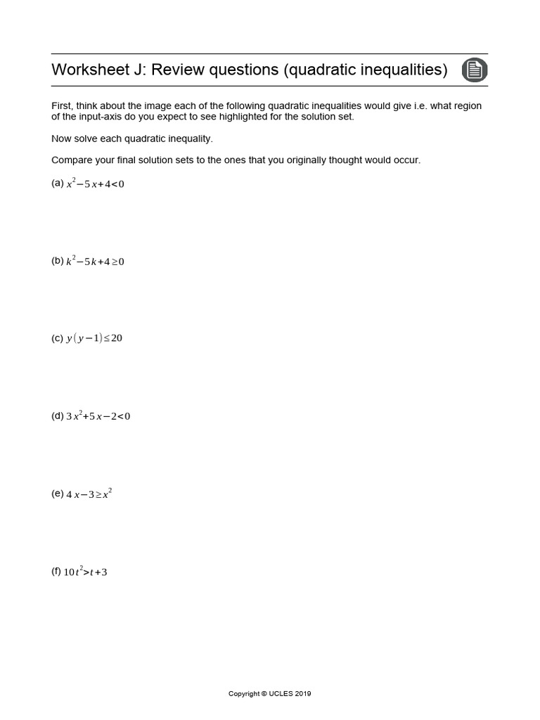 Grade 11 - Quadratic Inequalities | PDF
