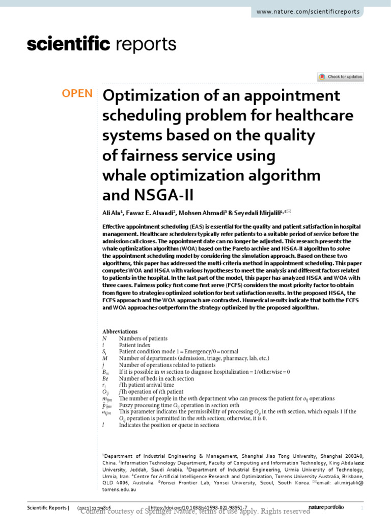 Optimization of An Appointment Scheduling Problem | PDF | Health Care ...