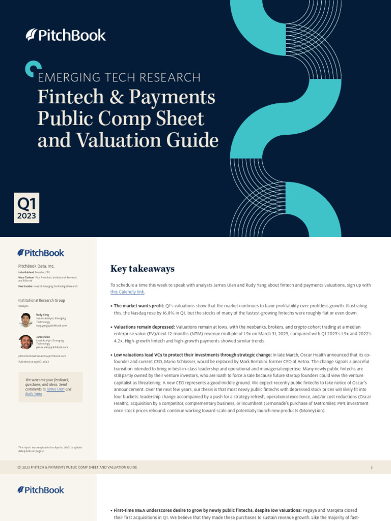 Q1_2023_Fintech_Payments_Public_Comp_Sheet_and_Valuation_Guide | PDF | Valuation (Finance ...