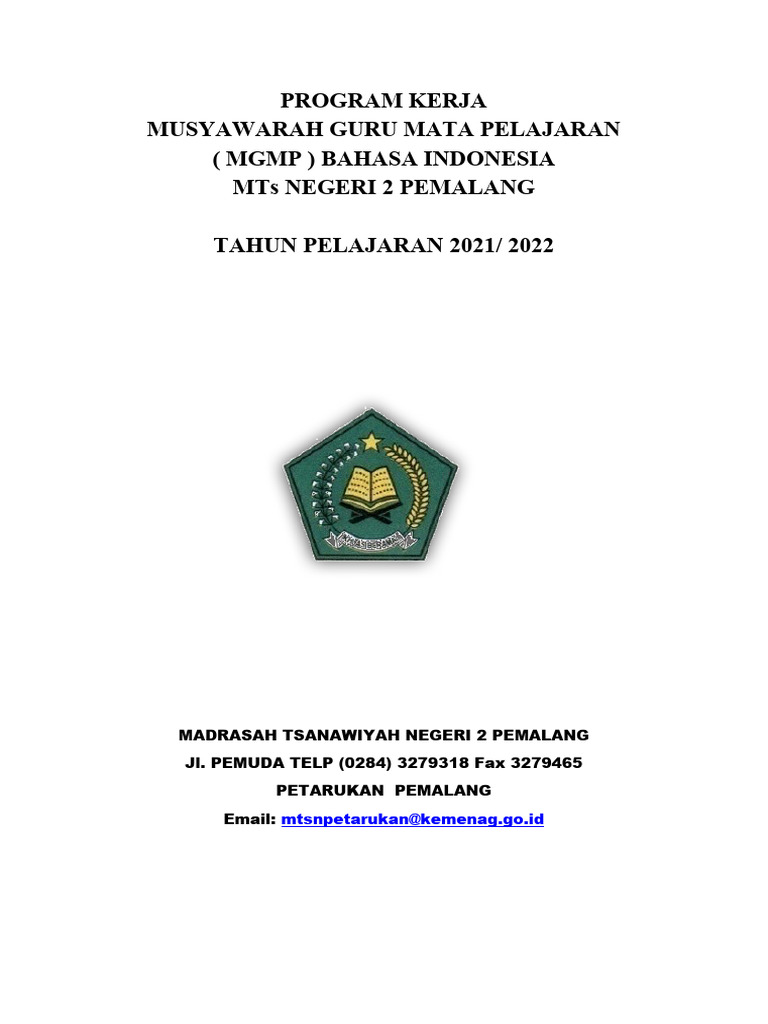 Program Kerja MGMP Bahasa Indonesia MTs Pemalang | PDF
