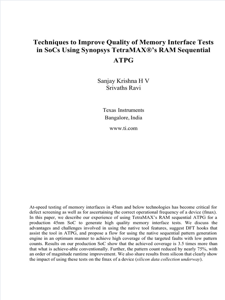 Ram Sequential Atpg | PDF | Design | Electronic Design