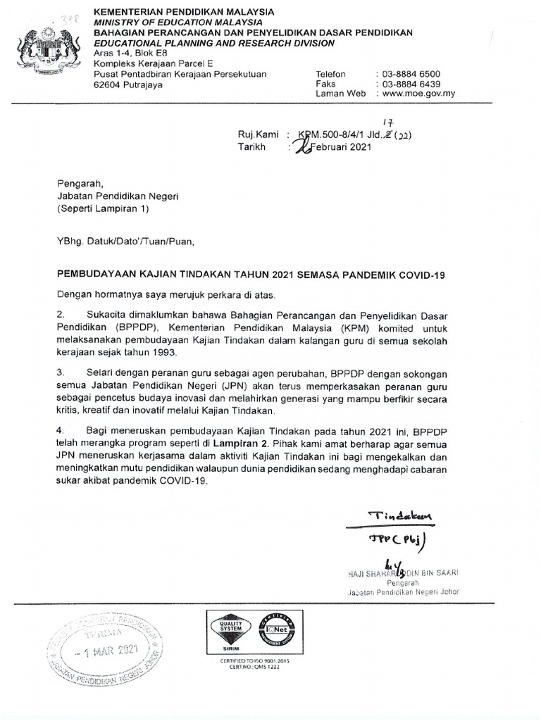 Lampiran C4.4.1-Pembudayaan Kajian Tindakan-03042021154449 | PDF