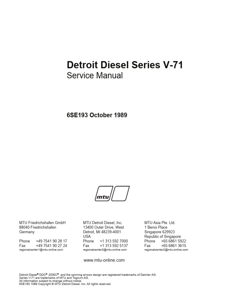 Detroit Diesel V-71 06se0193cd Updated | PDF