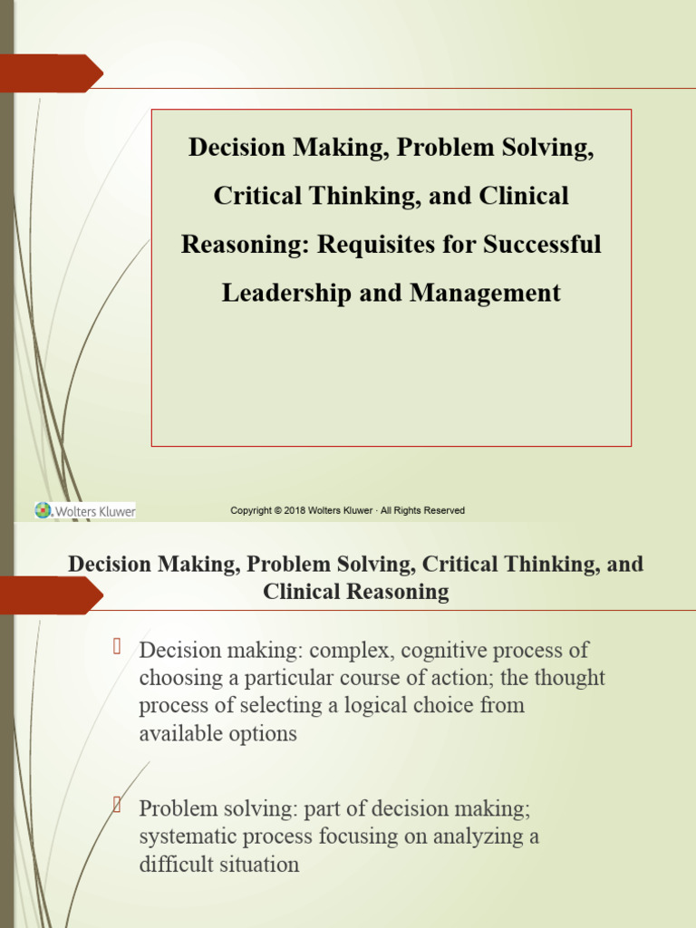Marquis Chapter 01 PPT - Decision Making, Problem Solving, Critical ...