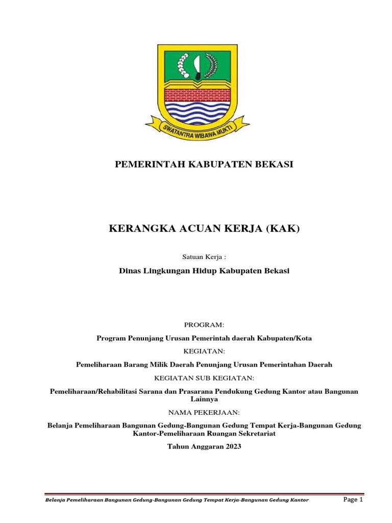 KAK Belanja Pemeliharaan Gedung Bangunan Ruag Sekretariat | PDF | Bisnis | Komputer
