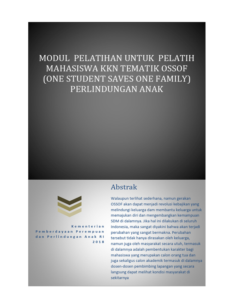 Modul Pelatihan Untuk Pelatih Mahasiswa KKN Tematik Ossof | PDF | Karier & Perkembangan