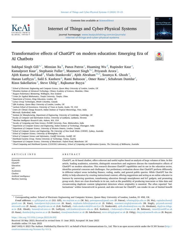 Transformative Effects of ChatGPT On Modern Education | PDF ...