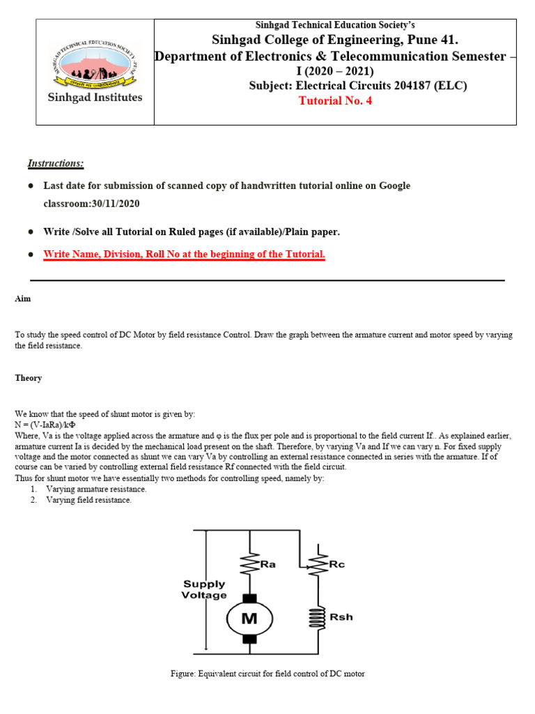 Expt No 4 | PDF | Electric Motor | Electrical Network