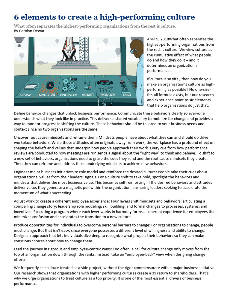 6 Elements To Create A High Performing Culture | Download Free PDF ... 6 Elements To Create A High Performing Culture | Download Free PDF ...
