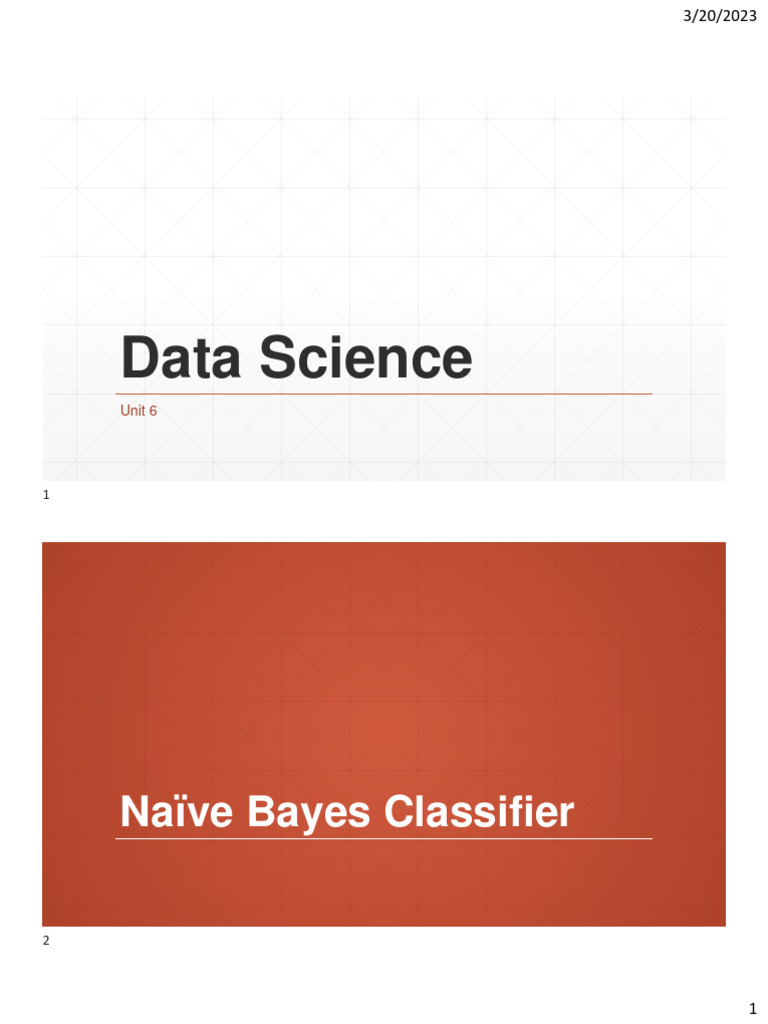 Foundations Of Data Science Unit 6naive Bayes Pdf Statistical Classification Bayesian 