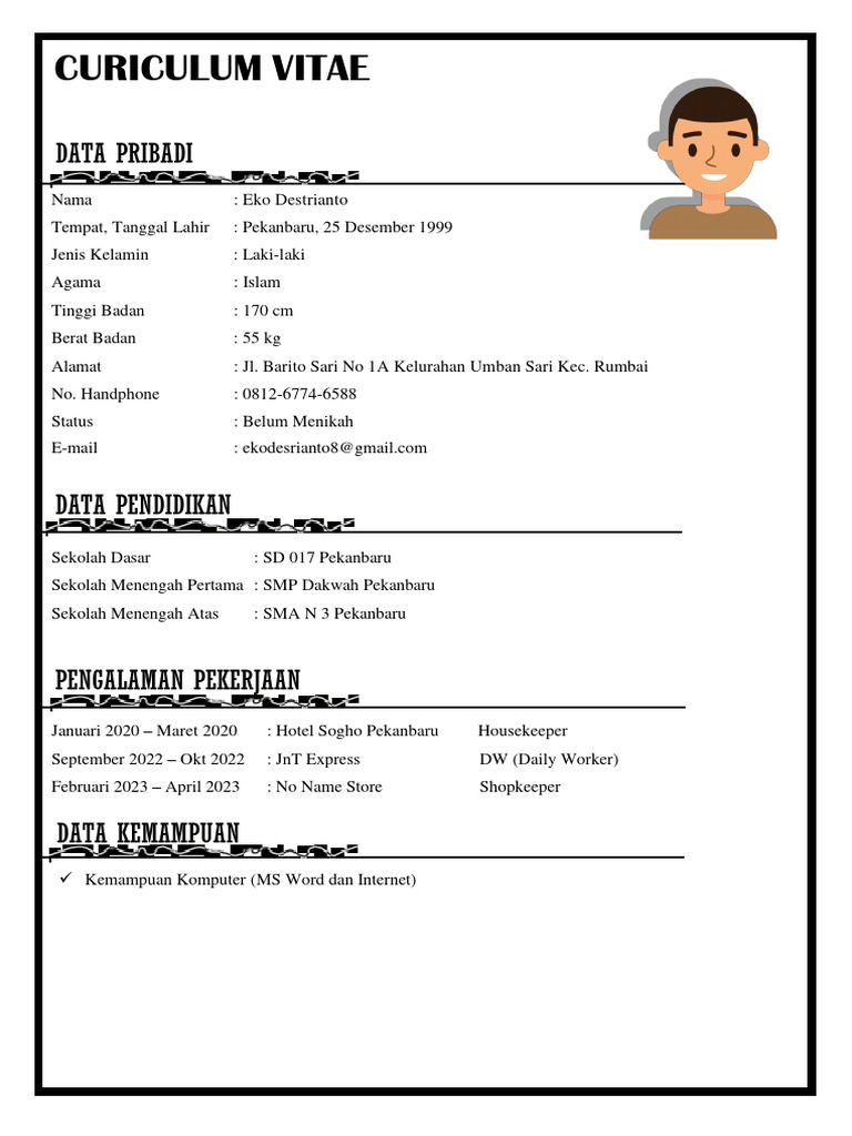 CV - Eko Destrianto | PDF