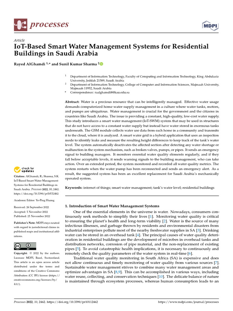 IoT-Based Smart Water Management Systems For Resid | PDF | Internet Of ...