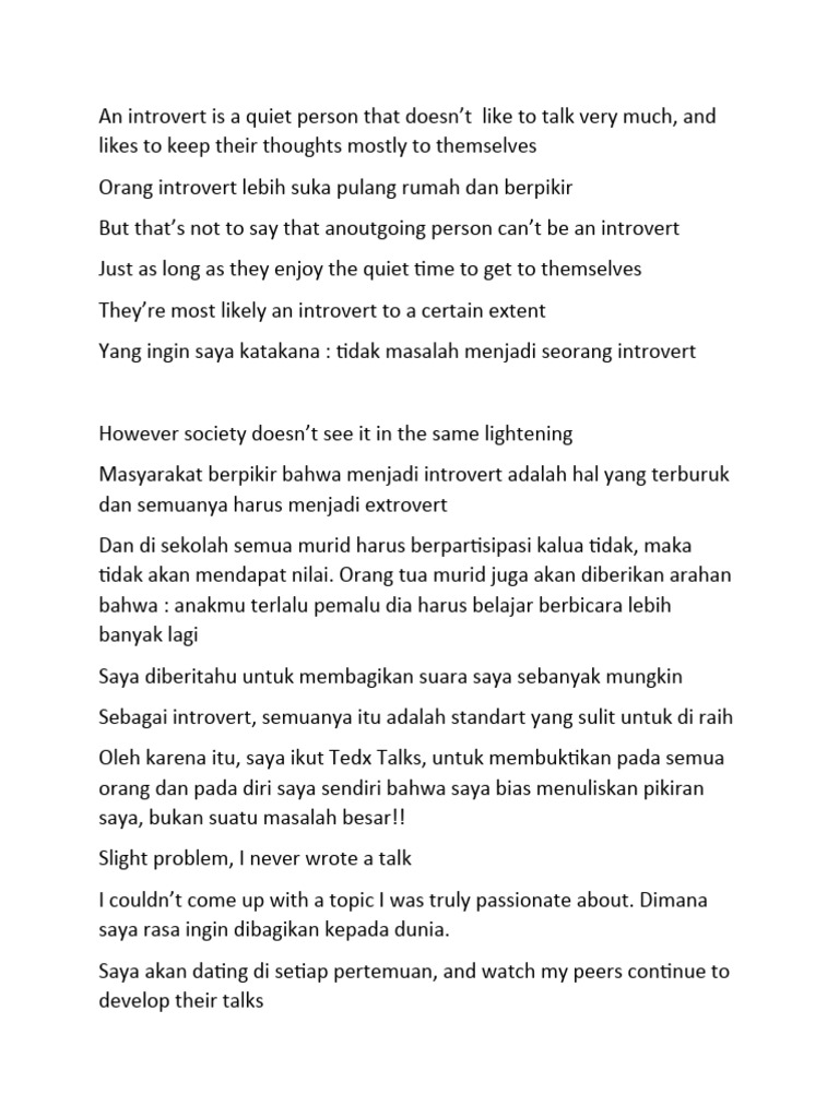 An Introvert Is A Quiet Person That Doesn | PDF