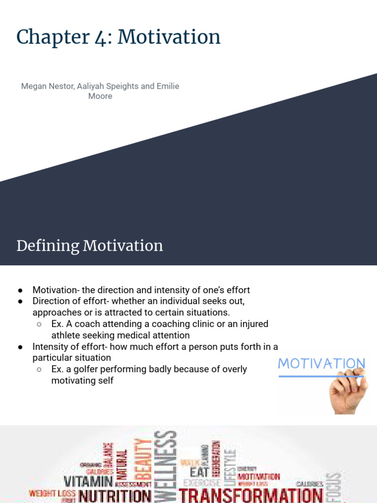 Chapter 4 Motivation Sport Psychology | PDF | Motivational | Motivation