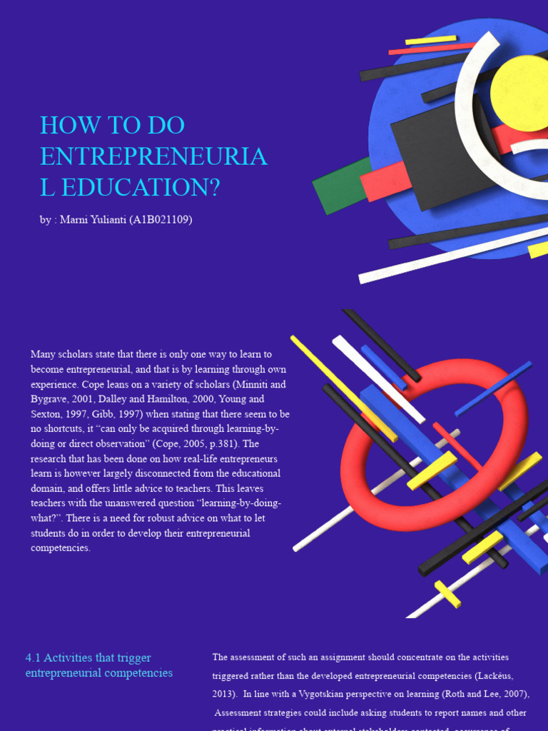 Assignment 2 Enterpreneur in Elt | PDF | Learning | Entrepreneurship