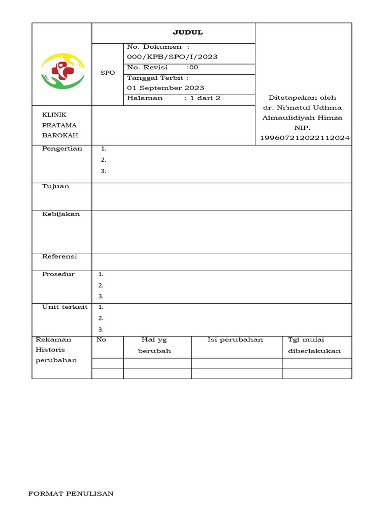 Contoh Format SPO Dan SK | PDF