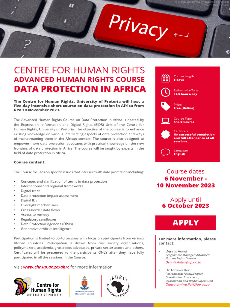 AHRC 2023 Data Protection in Africa Brochure | PDF | Data | Human Rights