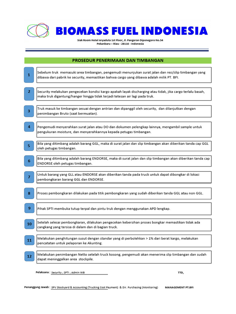 Prosedur Penerimaan Dan Timbang Kargo PT. BFI | PDF