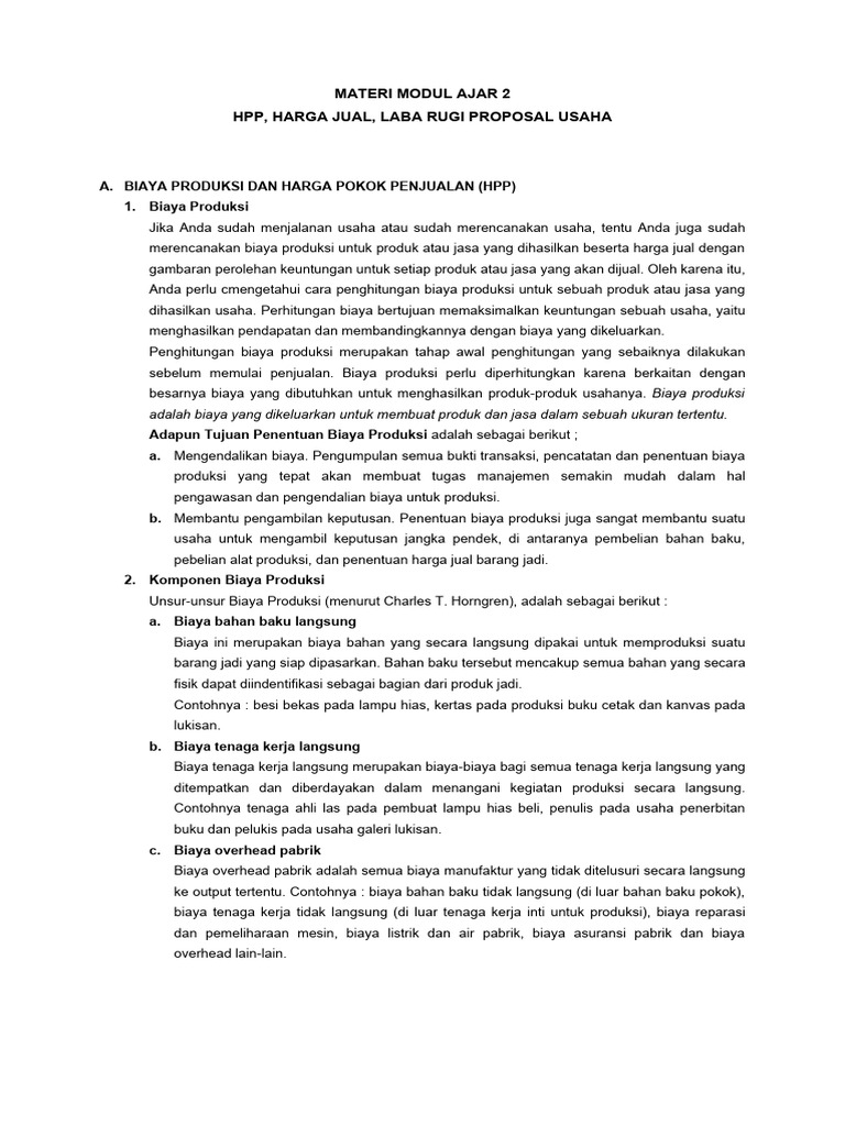 Materi Modul 2 HPP HJ LR Proposal Usaha | PDF | Teknologi & Rekayasa