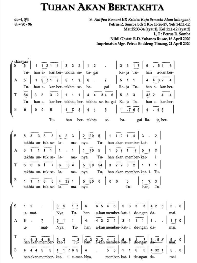 PDF Satb Tuhan Akan Bertakhta Petrus r Somba Compress | PDF