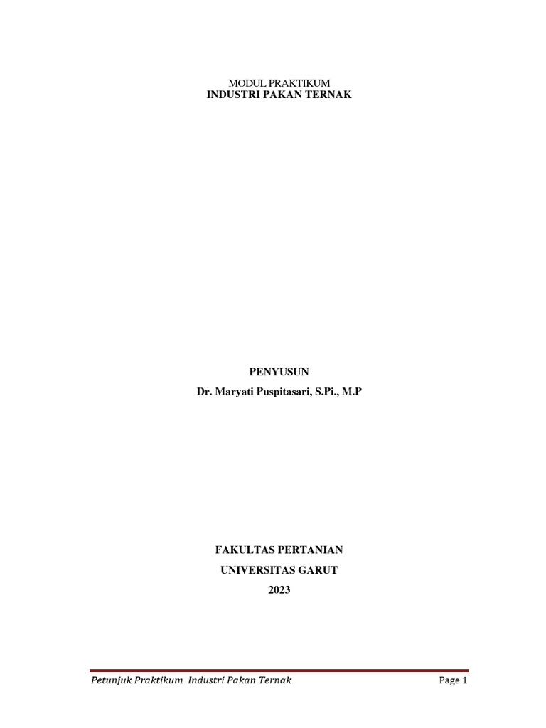 Praktikum Industri Pakan Ternak | PDF | Bisnis | Teknologi & Rekayasa