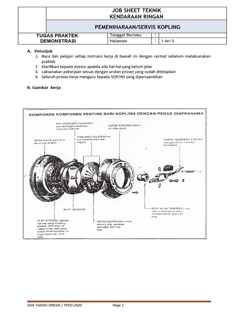 Lembar Job Sheet Kopling | PDF
