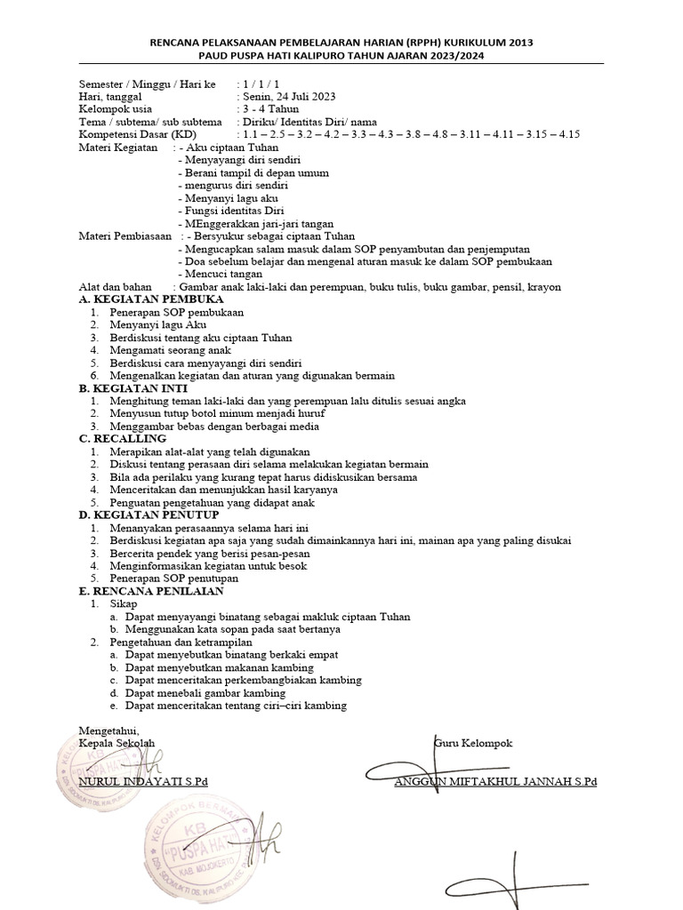 RPPH KB Menggambar Bebas | PDF