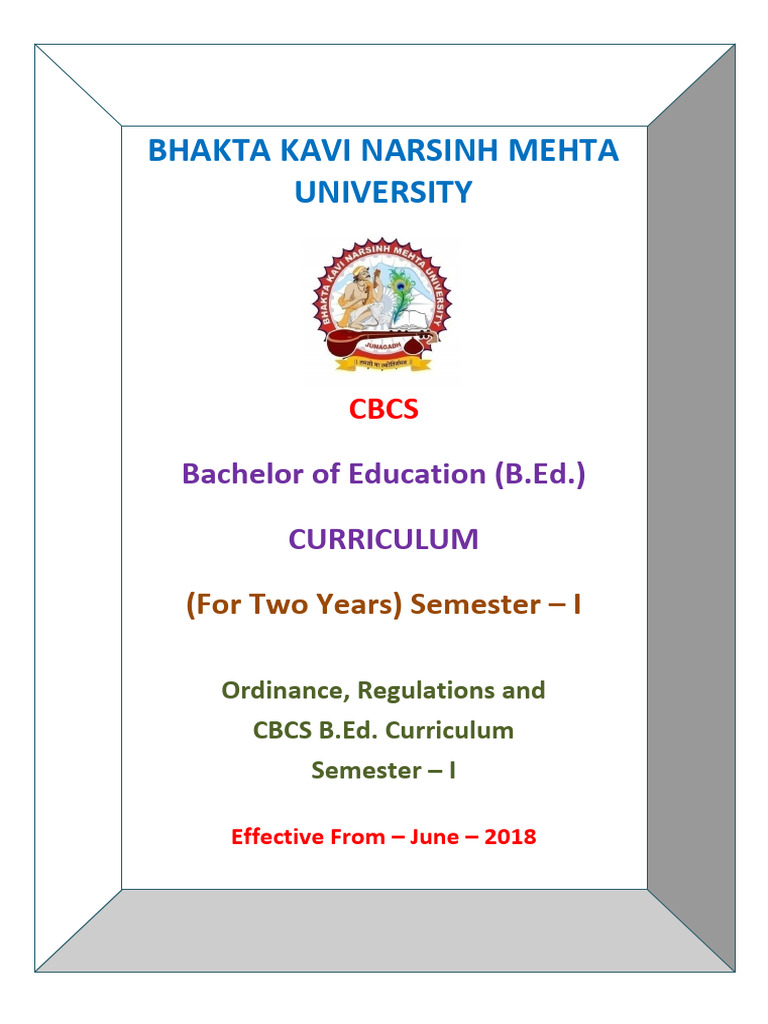 B.ed Sem-1 2018 New | PDF | Curriculum | Course Credit