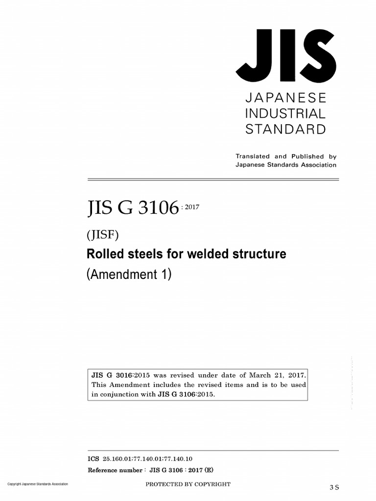 Jsa Jis G 3106 Amd 1-2017 | PDF | Copyright | Justice