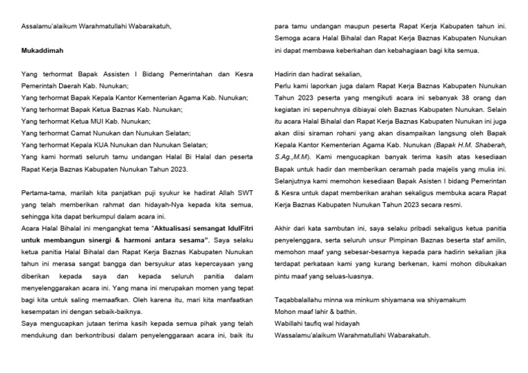 Kata Sambutan Ketua Panitia Apa Aja | PDF