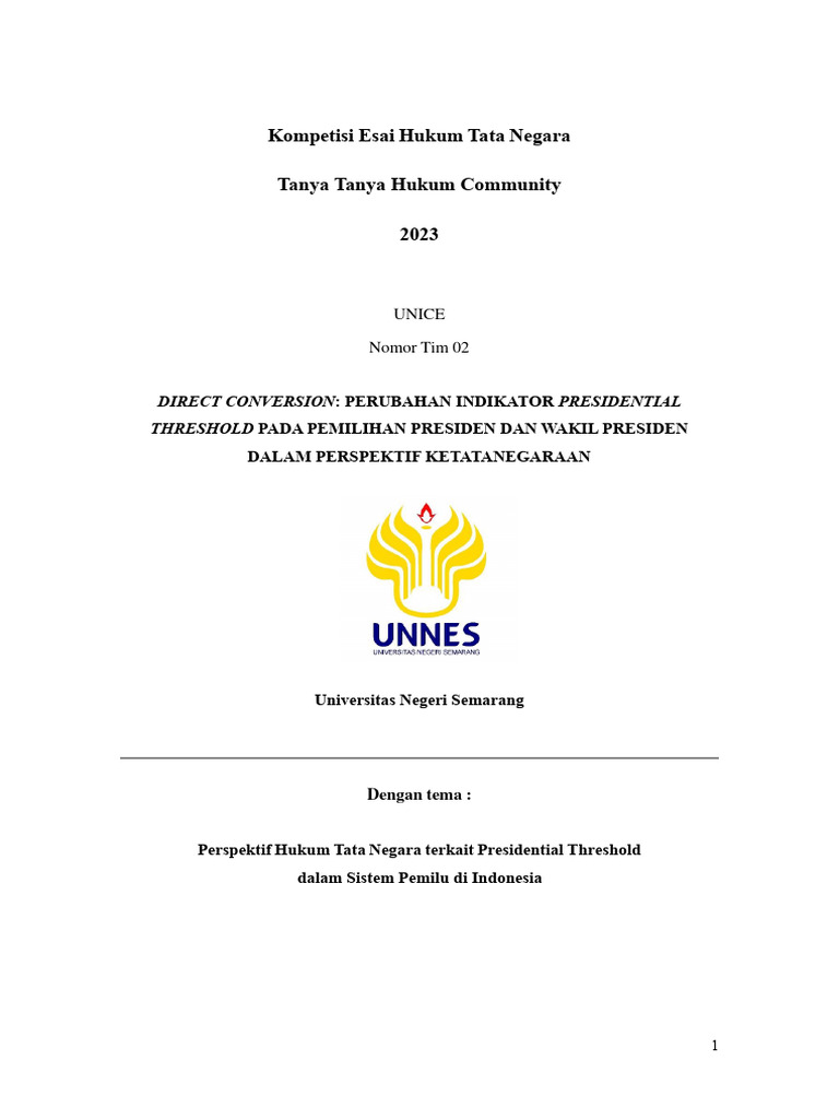 Esai TTHC - UNICE - Universitas Negeri Semarang - DIRECT CONVERSION PERUBAHAN INDIKATOR ...