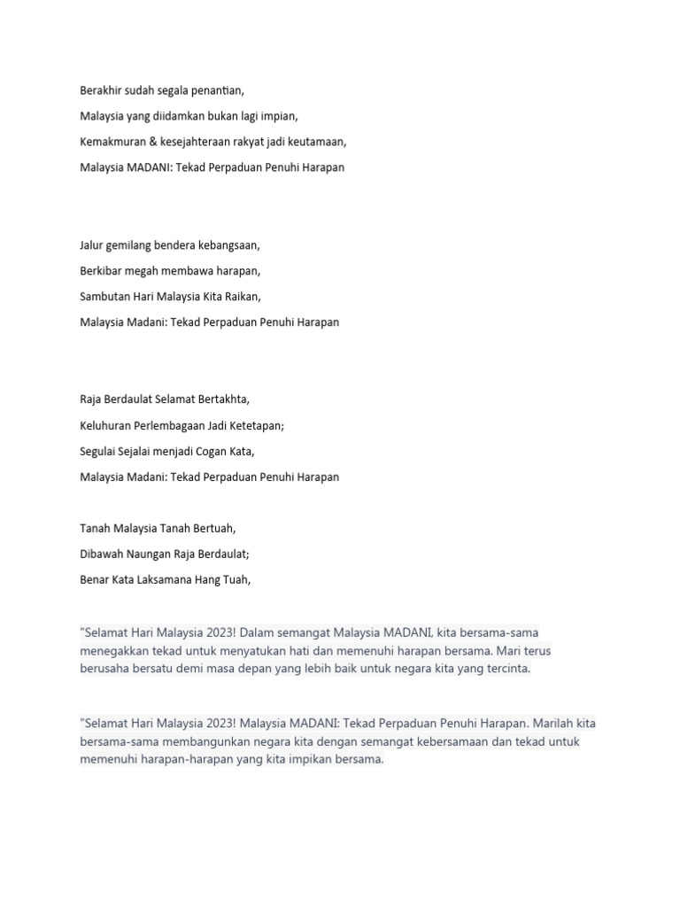 Pantun Hari Malaysia | PDF