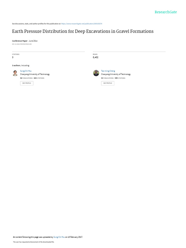 Earth Pressure Distribution For Deep Excavations in Gravel Formations | Download Free PDF ...