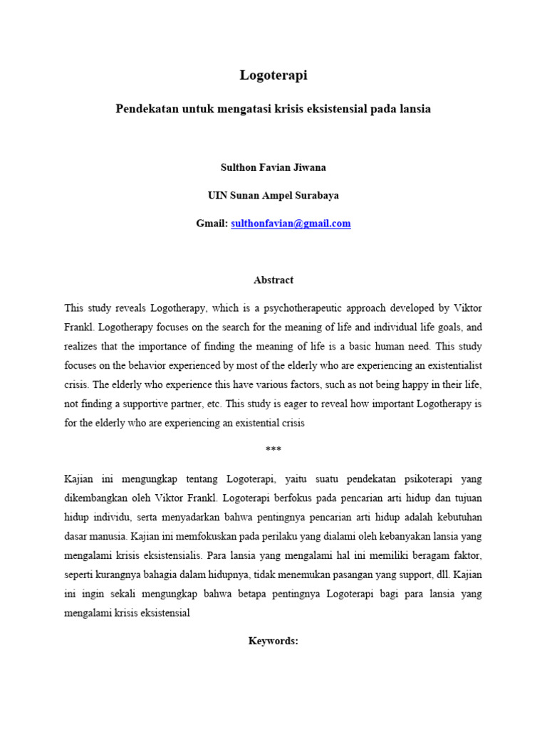 Jurnal Logotherapy | PDF