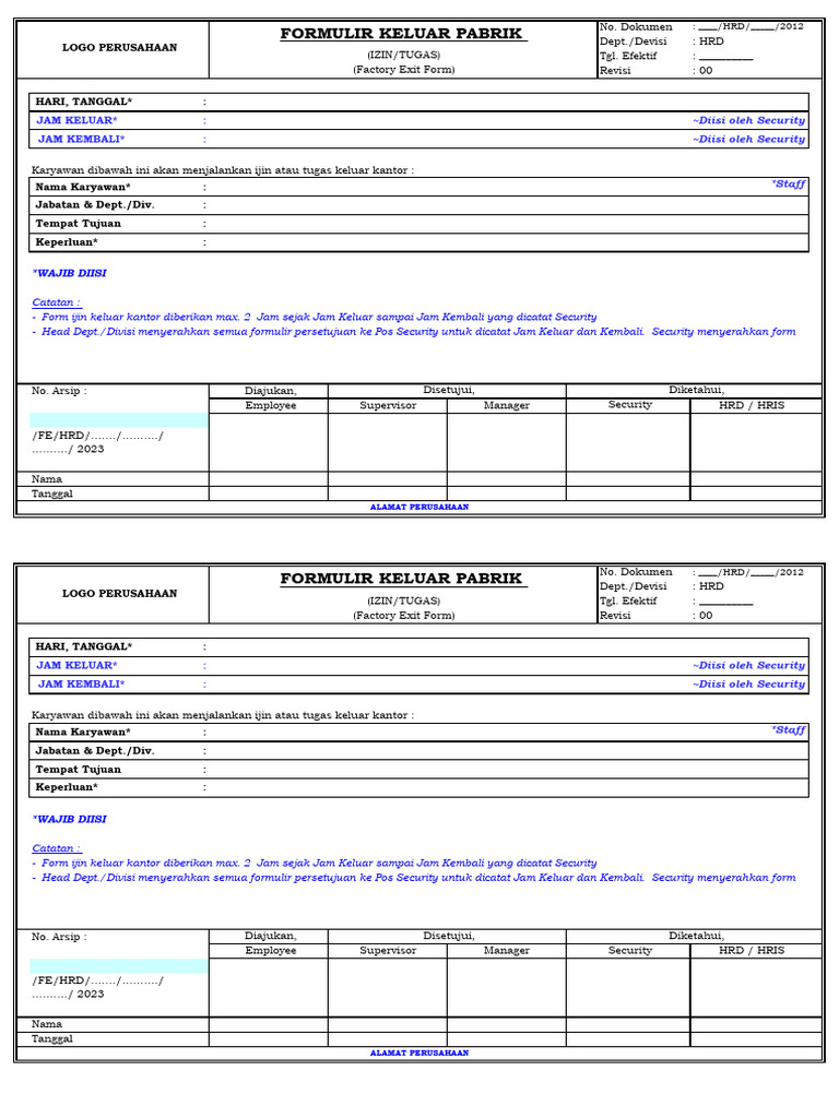 Rekap Ijin Keluar Kantor - Staff | PDF