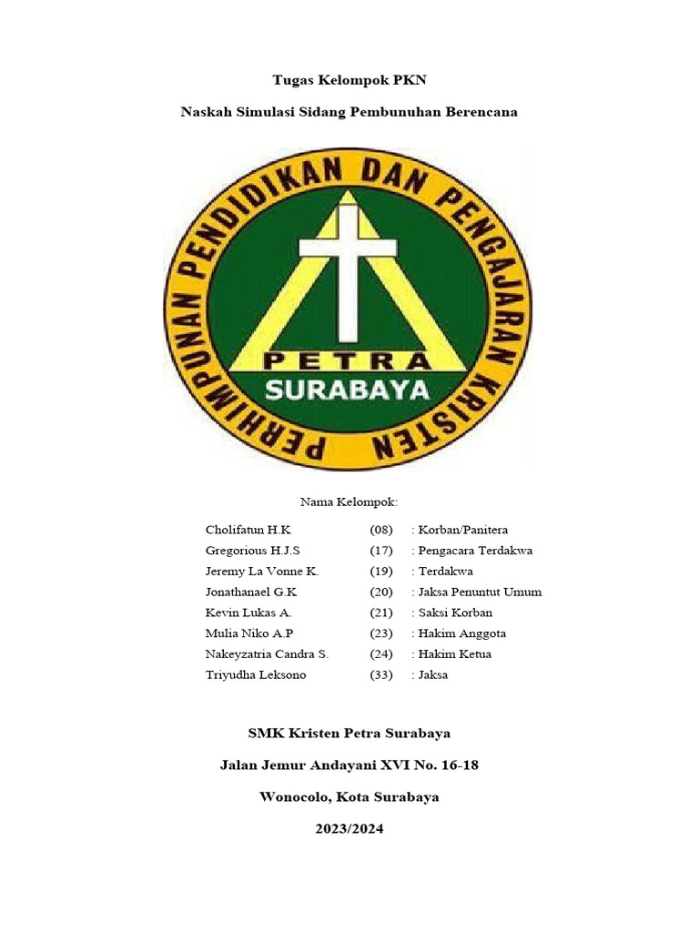 Simulasi Sidang Pembunuhan Berencana | PDF | Hukum