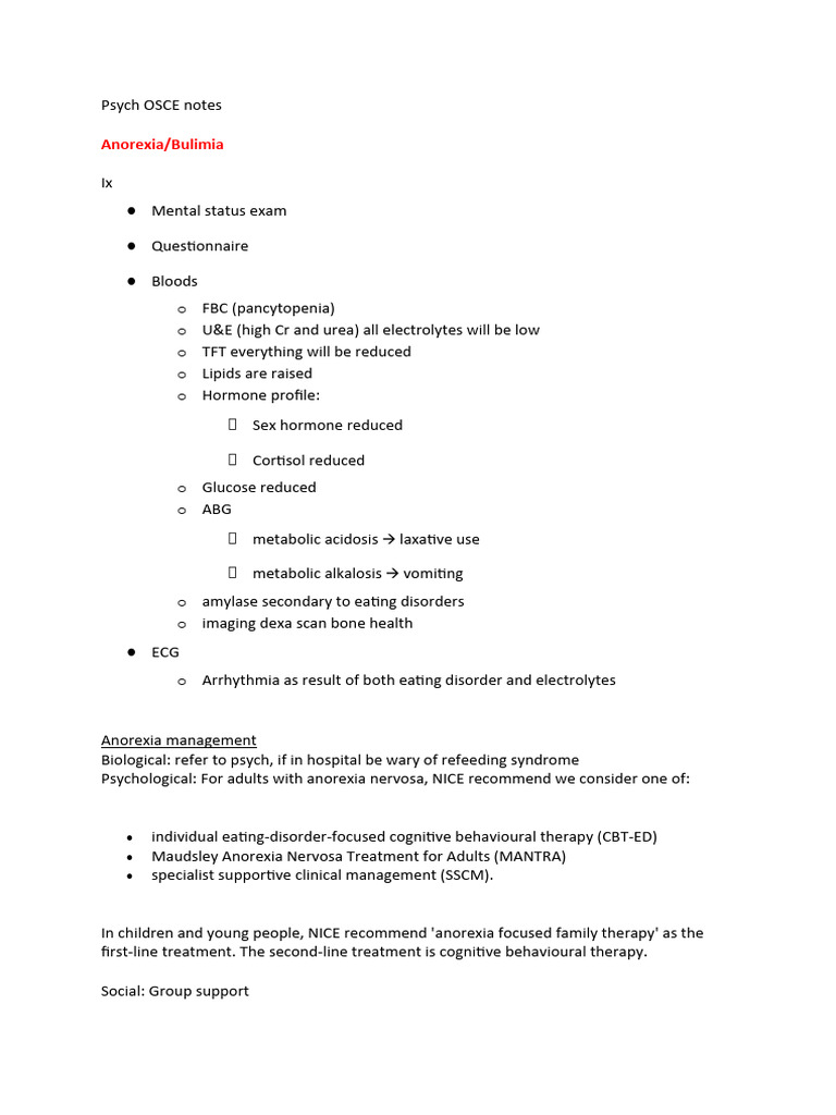 Psych OSCE Notes | Download Free PDF | Antipsychotic | Cognitive ...