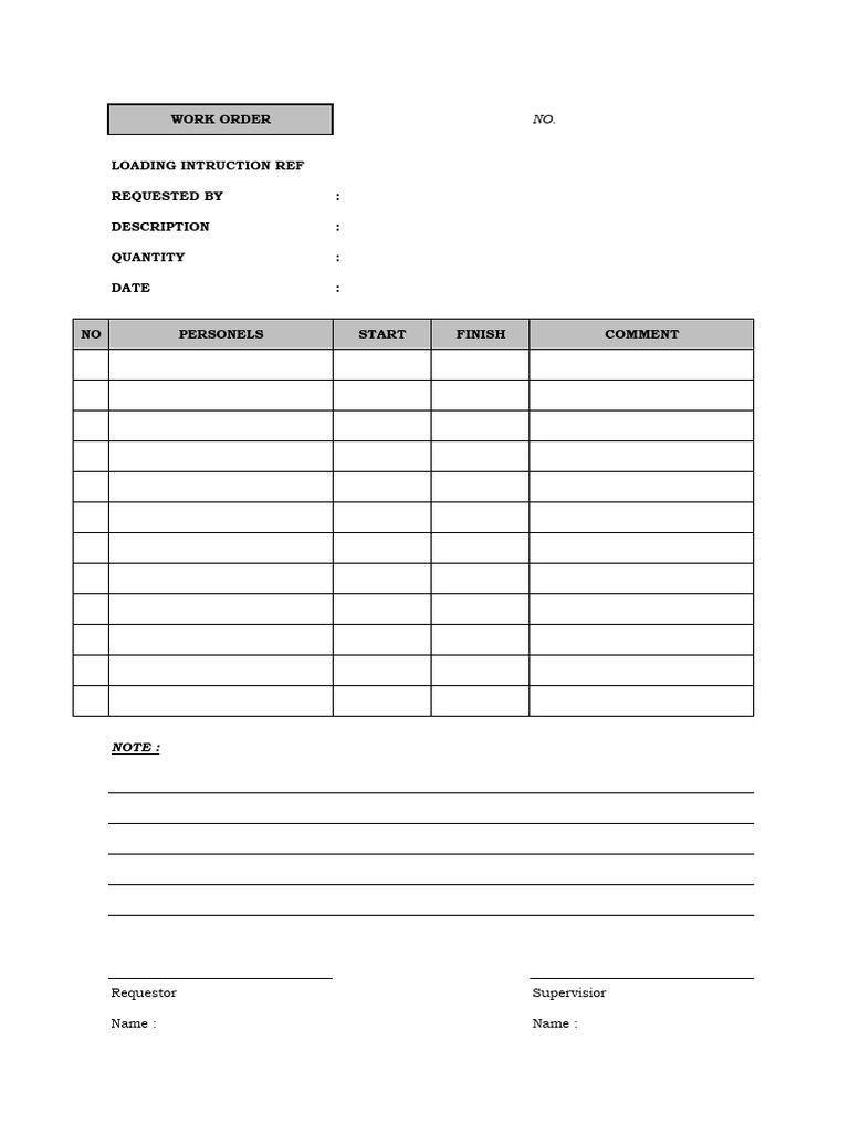 FORM Work Order | PDF
