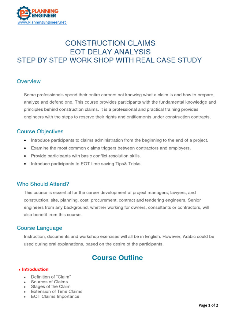 Claims-EOT-Course-Content | PDF | Procurement | Business