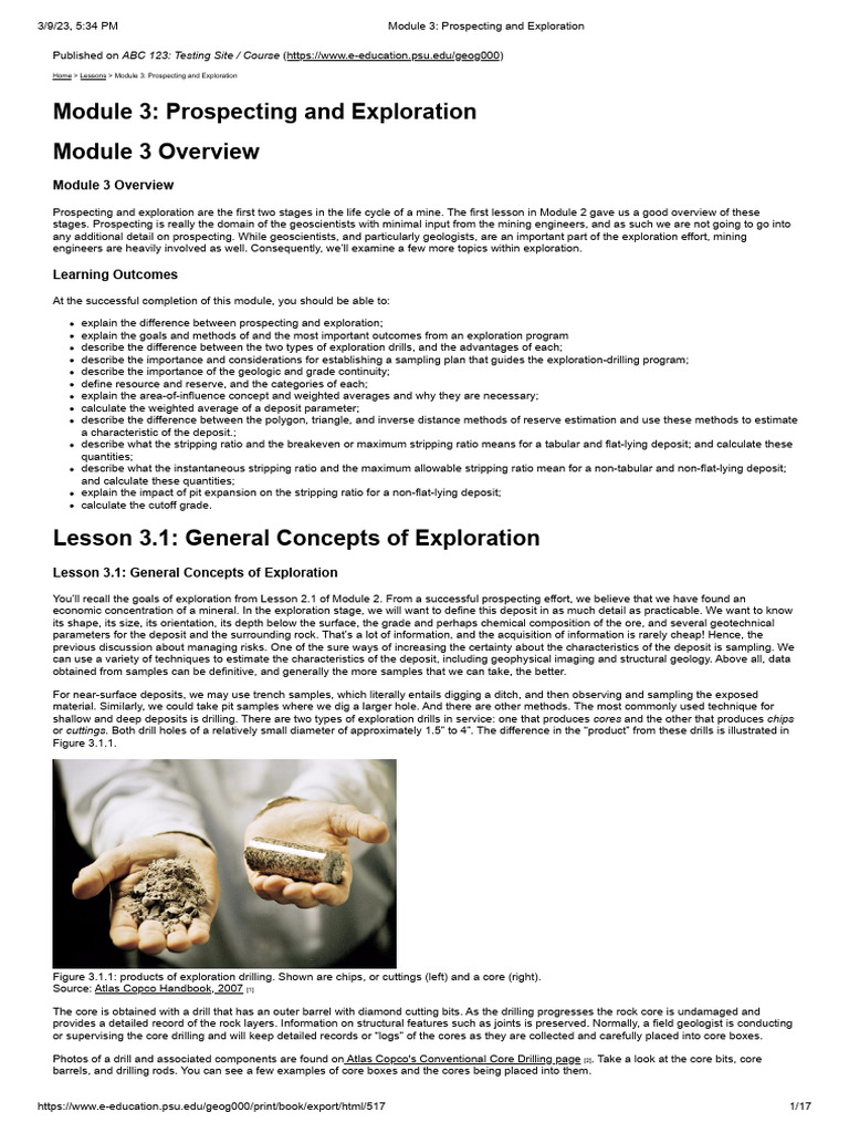 Module 3 - Prospecting and Exploration | Download Free PDF | Mining ...