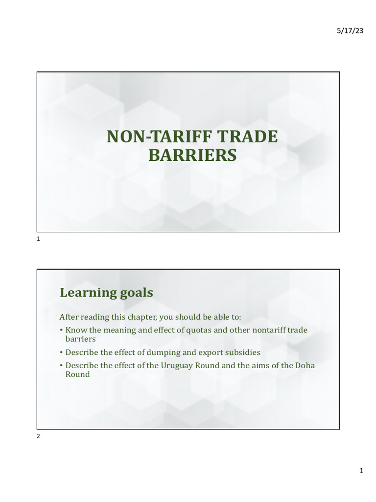 Understanding Non-Tariff Barriers | PDF | Non Tariff Barriers To Trade ...