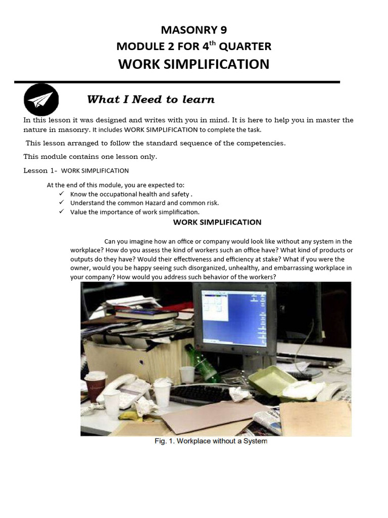 Masonry Work Simplification Guide | PDF | Occupational Safety And Health | Personal Protective ...