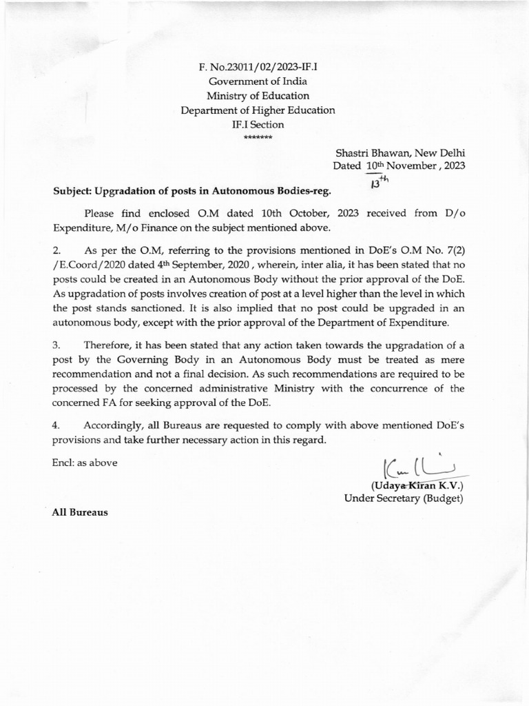 Guidelines for Post Upgradation in Autonomous Bodies | PDF | Government Of India | Government