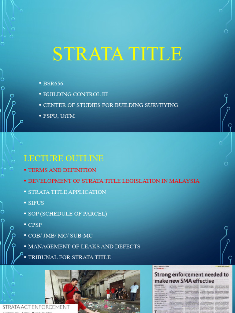 Lecture Strata Title 1 | PDF | Land Lot | Property