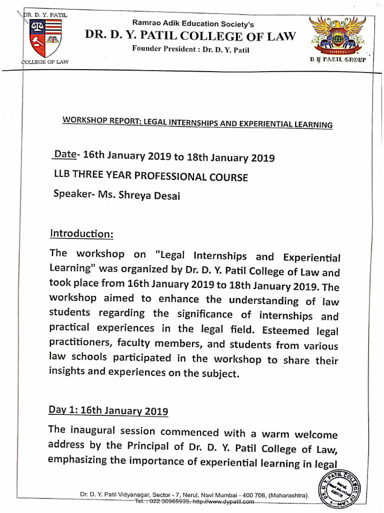 Workshop Report LLB | PDF